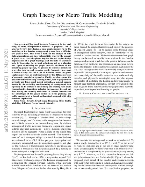 (PDF) Graph Theory for Metro Traffic Modelling