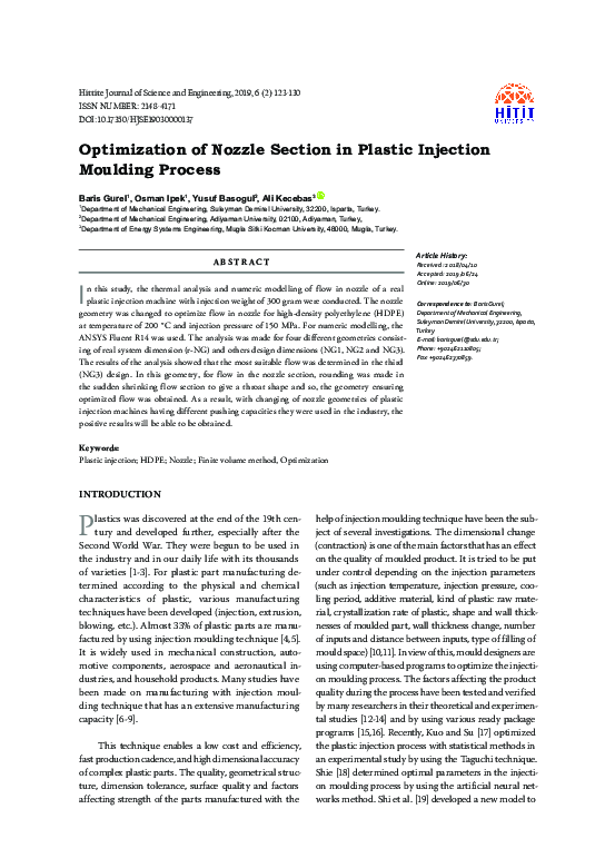 Pdf Optimization Of Nozzle Section In Plastic Injection Moulding Process