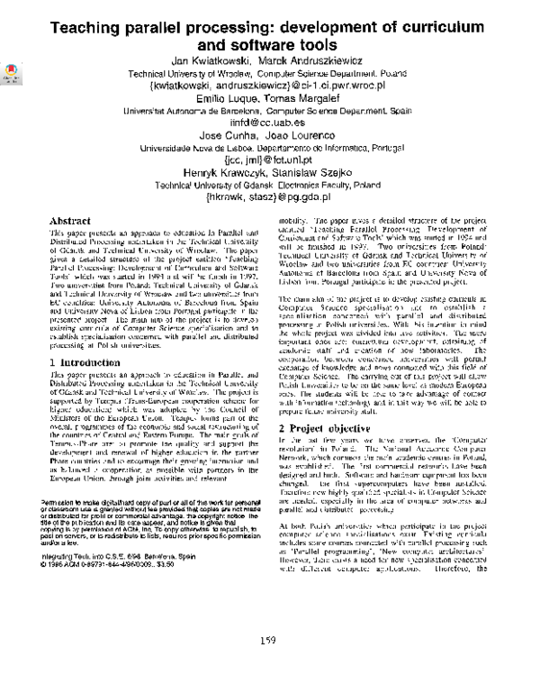 (PDF) Teaching parallel processing