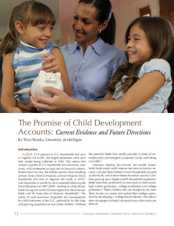 (PDF) The Promise of Child Development Accounts: Current Evidence and ...