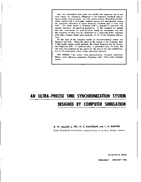 (PDF) An ultra-precise time synchronization system designed by computer simulation