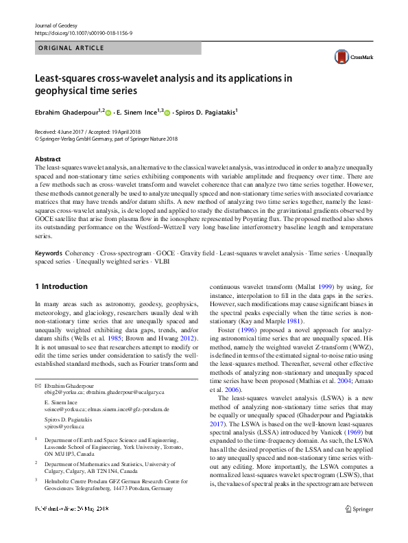 Pdf Least Squares Cross Wavelet Analysis And Its Applications In