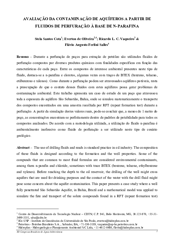 (PDF) Avaliação Da Contaminação De Aquíferos a Partir De Fluidos De ...