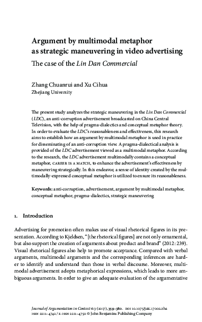 (PDF) Argument by Multimodal Metaphor as Strategic Maneuvering in TV ...