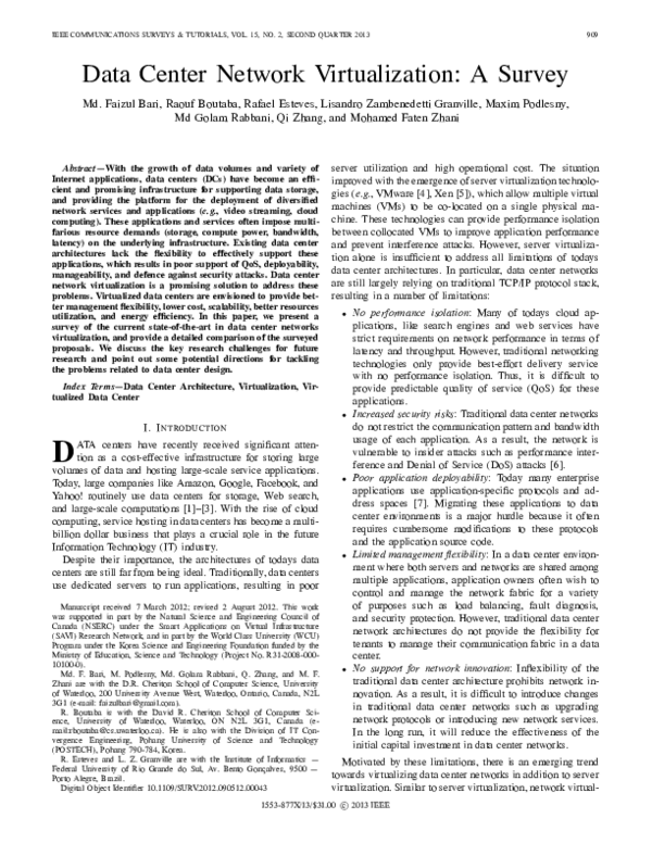 (PDF) Data Center Network Virtualization: A Survey