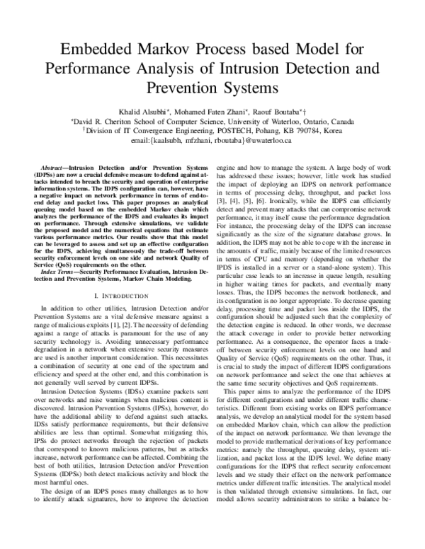 Pdf Embedded Markov Process Based Model For Performance Analysis Of