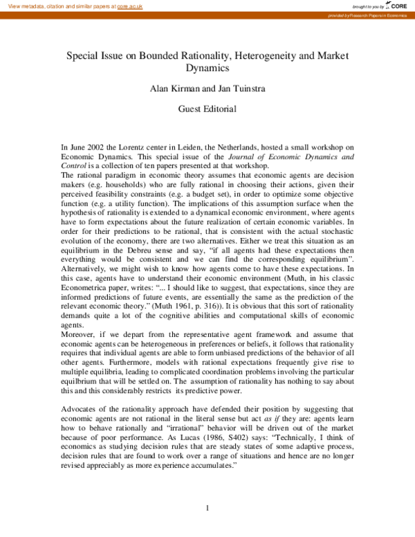 Pdf Introduction To The Journal Of Economic Dynamics And Control