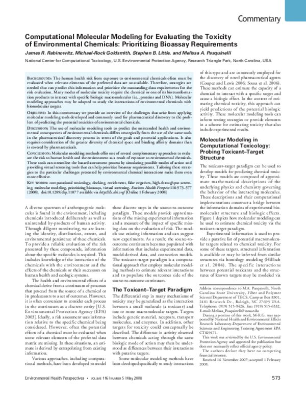 (PDF) Computational Molecular Modeling for Evaluating the Toxicity of ...