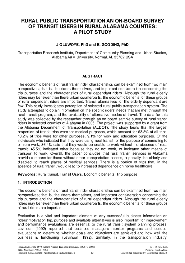 (PDF) Rural Public Transportation an On-Board Survey of Transit Users ...