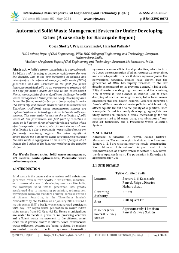 (PDF) Automated Solid Waste Management System for Under Developing ...