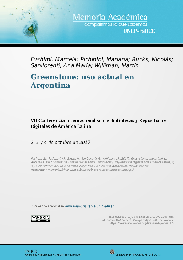 (PDF) Greenstone: uso actual en Argentina