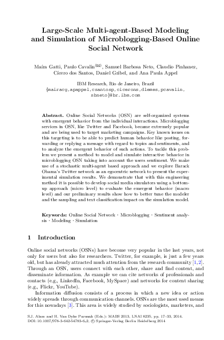Pdf Large Scale Multi Agent Based Modeling And Simulation Of Microblogging Based Online Social