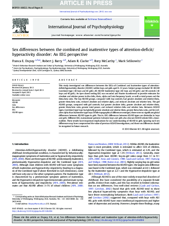 (PDF) Sex differences between the combined and inattentive types of ...