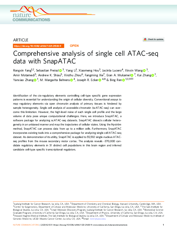 (PDF) Comprehensive analysis of single cell ATAC-seq data with SnapATAC