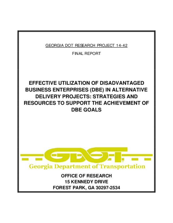 (PDF) Effective Utilization of Disadvantaged Business Enterprises (DBE ...