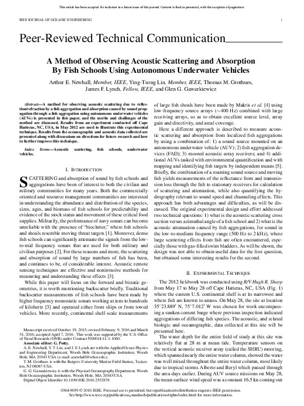 (PDF) A Method of Observing Acoustic Scattering and Absorption By Fish ...