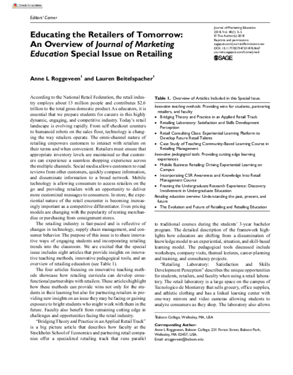 (PDF) Educating the Retailers of Tomorrow: An Overview of Journal of ...
