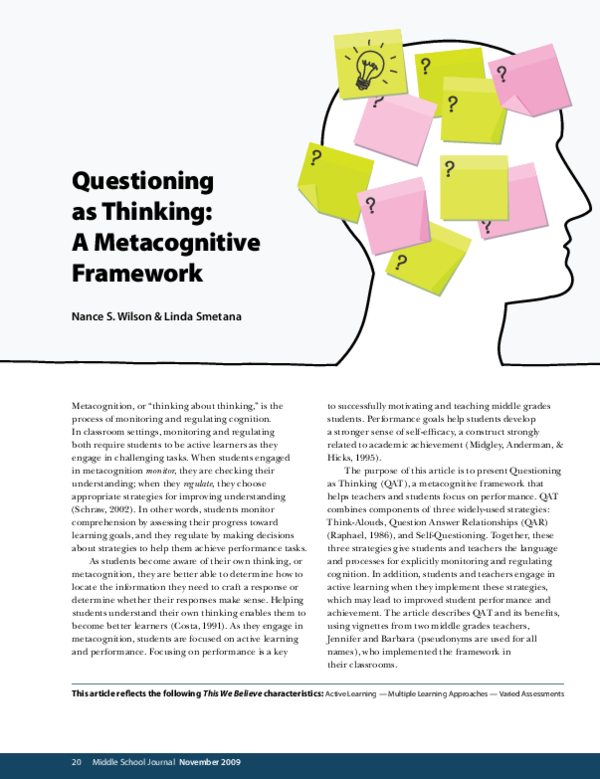 (PDF) Questioning as Thinking: A Metacognitive Framework