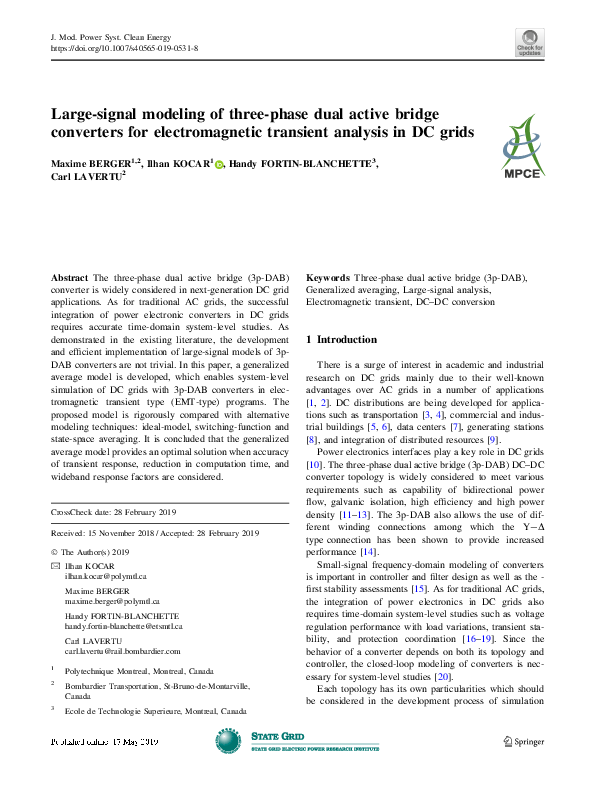 Pdf Large Signal Modeling Of Three Phase Dual Active Bridge Converters For Electromagnetic