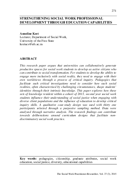 (PDF) Strengthening Socialwork Professional Development Through ...