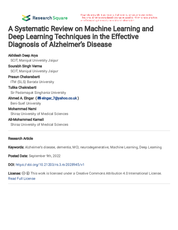 (PDF) A Systematic Review on Machine Learning and Deep Learning Techniques in the Effective ...