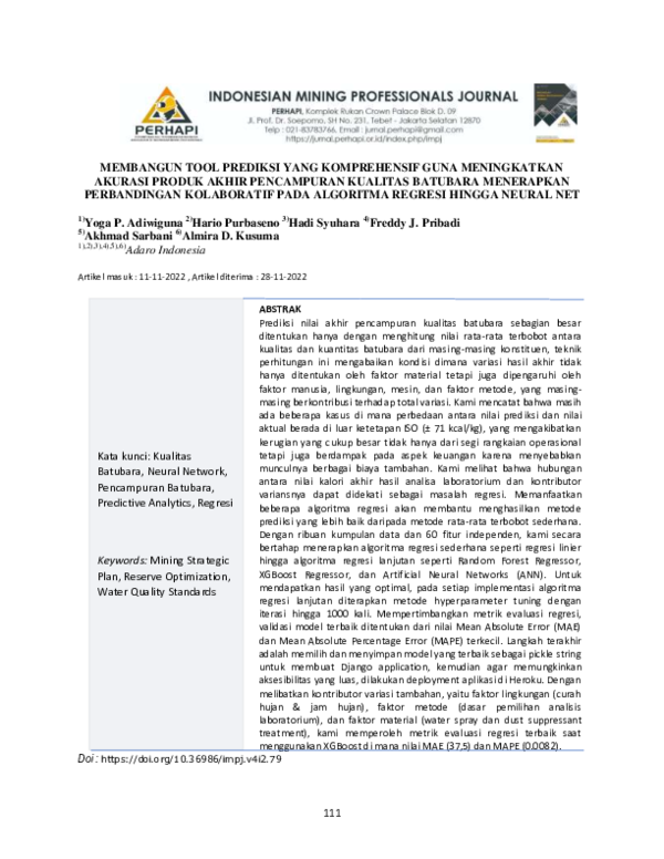 (PDF) Membangun Tool Prediksi Yang Komprehensif Guna Meningkatkan Akurasi Produk Akhir ...