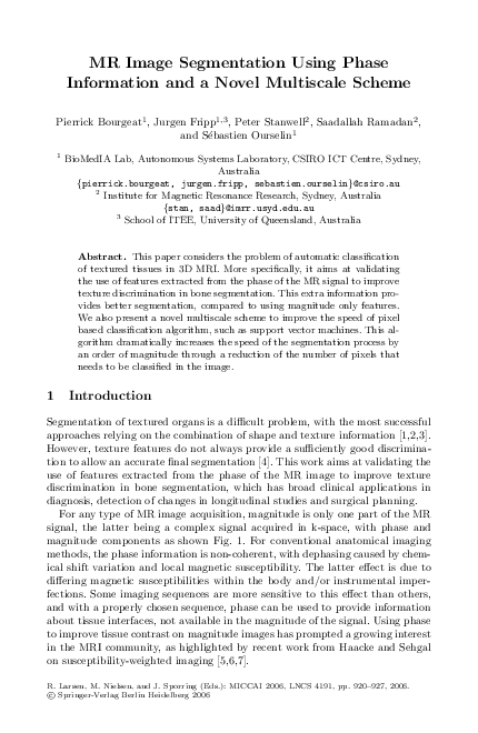 (PDF) MR Image Segmentation Using Phase Information and a Novel Multiscale Scheme