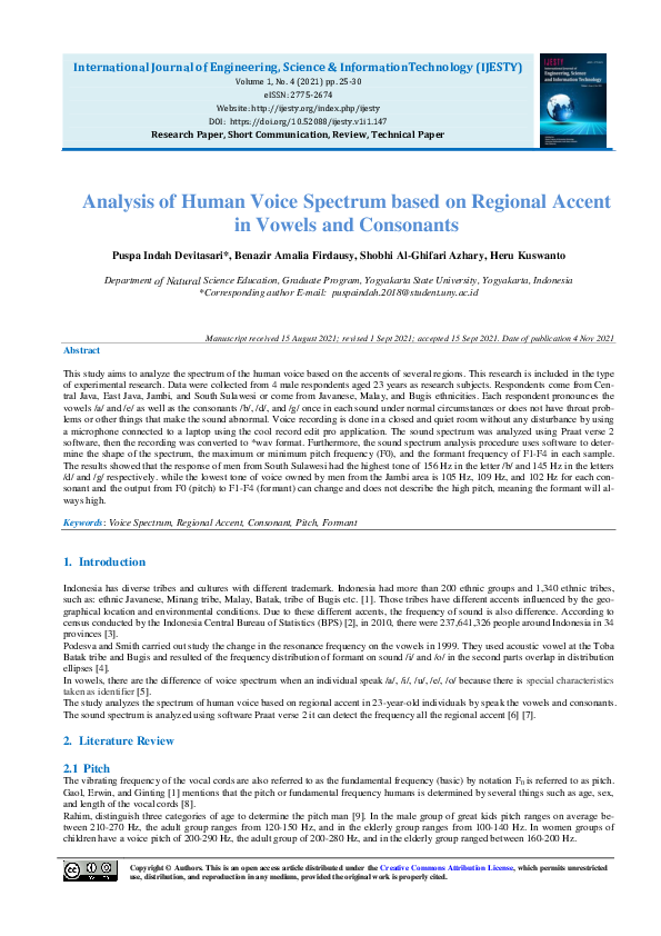 (PDF) Analysis of Human Voice Spectrum based on Regional Accent in ...