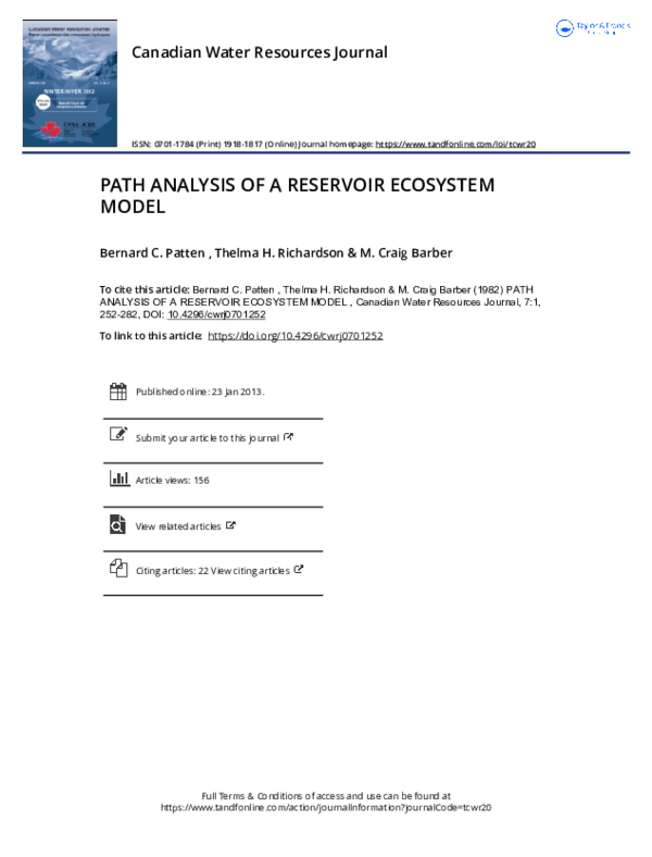 (PDF) Path Analysis of a Reservoir Ecosystem Model
