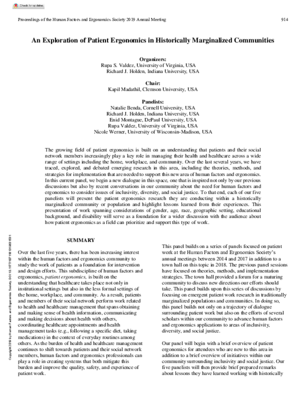 (PDF) An Exploration of Patient Ergonomics in Historically Marginalized ...