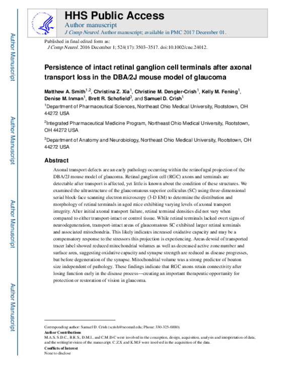 (PDF) Persistence of intact retinal ganglion cell terminals after ...