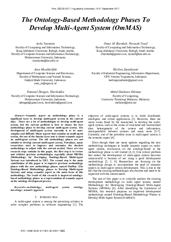 (PDF) The Ontology-Based Methodology Phases To Develop Multi-Agent System (OmMAS)