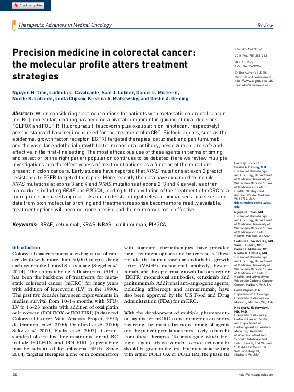 (PDF) Precision medicine in colorectal cancer: the molecular profile ...