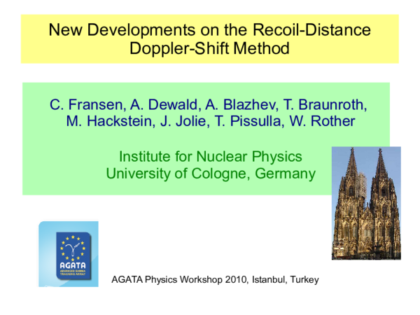 (PDF) New developments on the recoil distance doppler-shift method