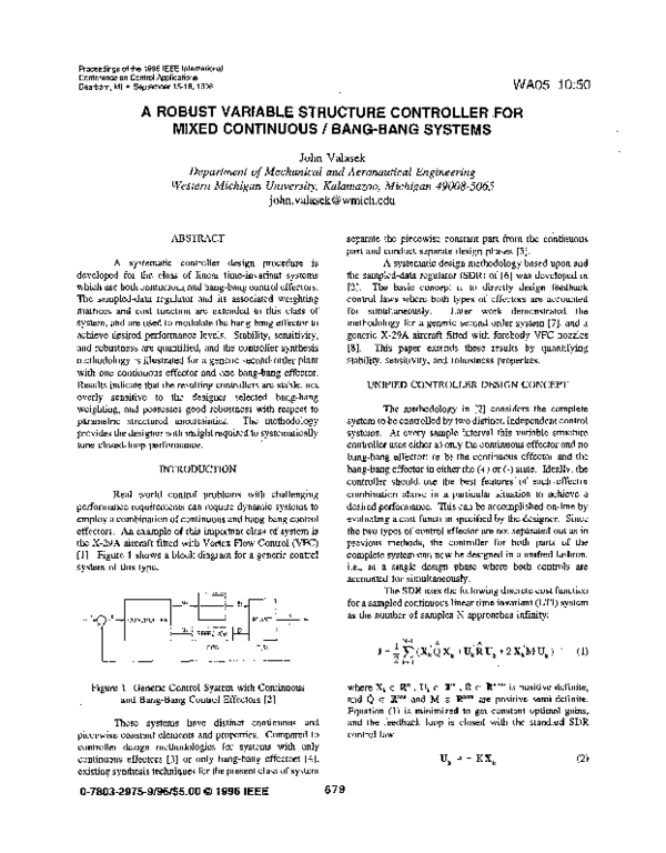 (PDF) A robust variable structure controller for mixed continuous/bang-bang systems