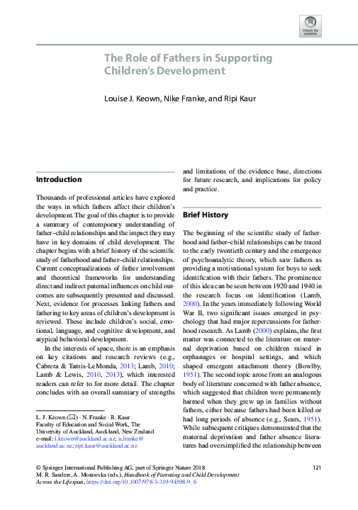 (PDF) The Role of Fathers in Supporting Children’s Development