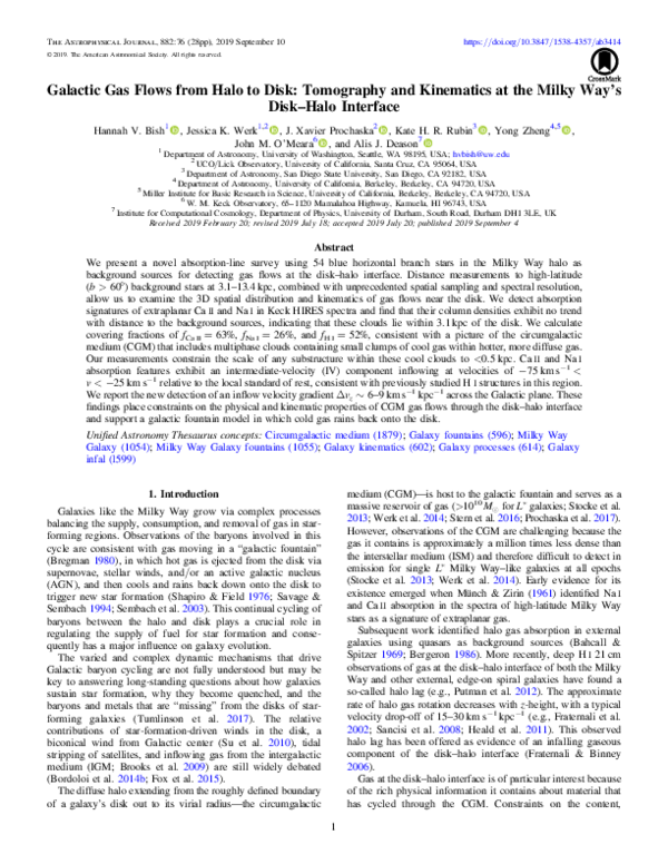 (PDF) Galactic Gas Flows from Halo to Disk: Tomography and Kinematics ...
