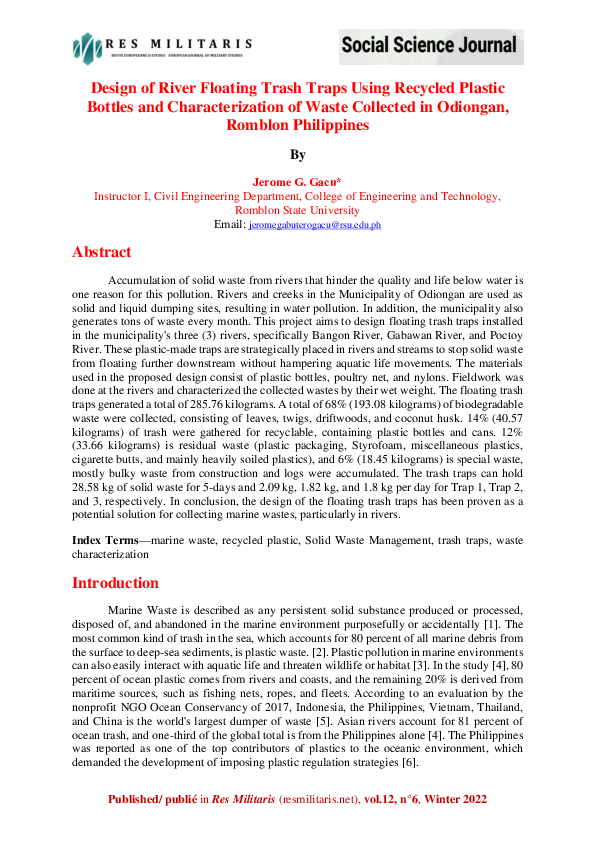 (PDF) Design of River Floating Trash Traps Using Recycled Plastic ...