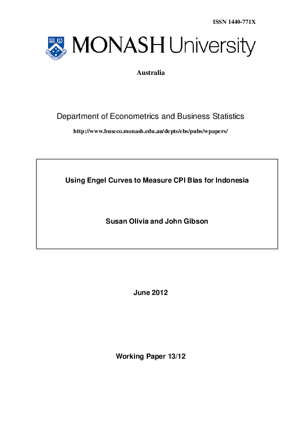 (PDF) Using Engel curves to measure CPI bias for Indonesia | John ...