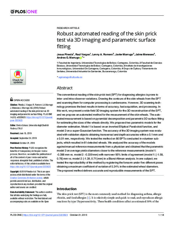 (PDF) Robust automated reading of the skin prick test via 3D imaging ...