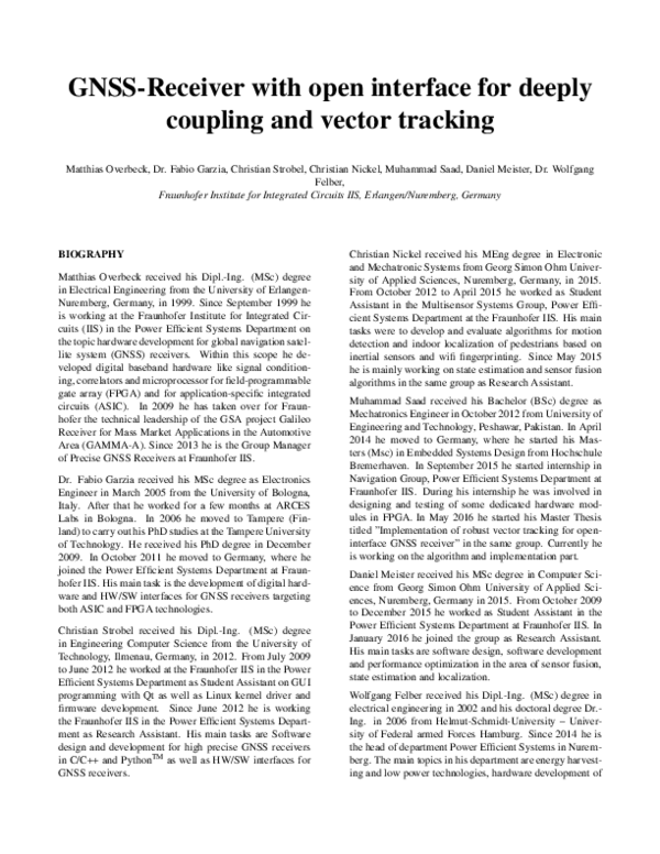 (PDF) GNSS-Receiver with Open Interface for Deeply Coupling and Vector Tracking