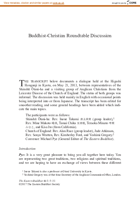 (PDF) Buddhist-Christian Roundtable Discussion | Takami Inoue ...