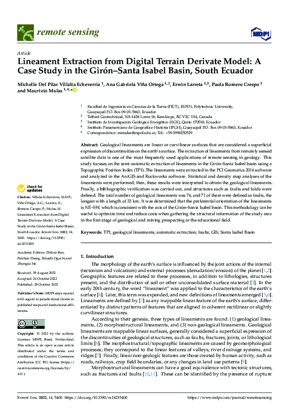 (PDF) Lineament Extraction from Digital Terrain Derivate Model: A Case Study in the Girón–Santa ...