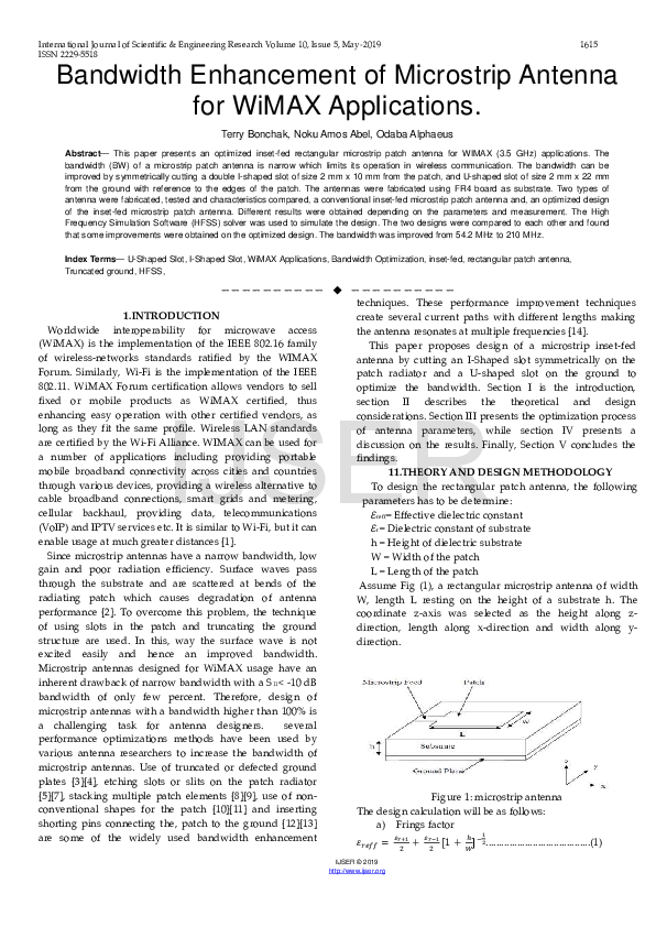 (PDF) Bandwidth enhancement of a microstrip antenna for X-band applications
