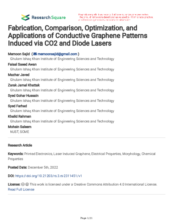 Pdf Fabrication Comparison Optimization And Applications Of
