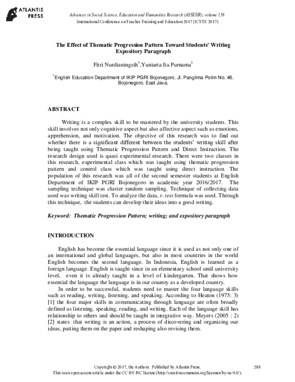 (PDF) The Effect of Thematic Progression Pattern Toward Students ...