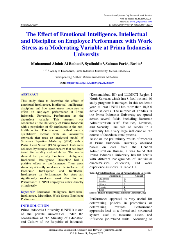(PDF) The Effect of Emotional Intelligence, Intellectual and Discipline ...