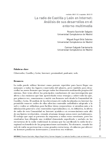 (PDF) La radio de Castilla y León en Internet: Análisis de sus desarrollos en el entorno multimedia