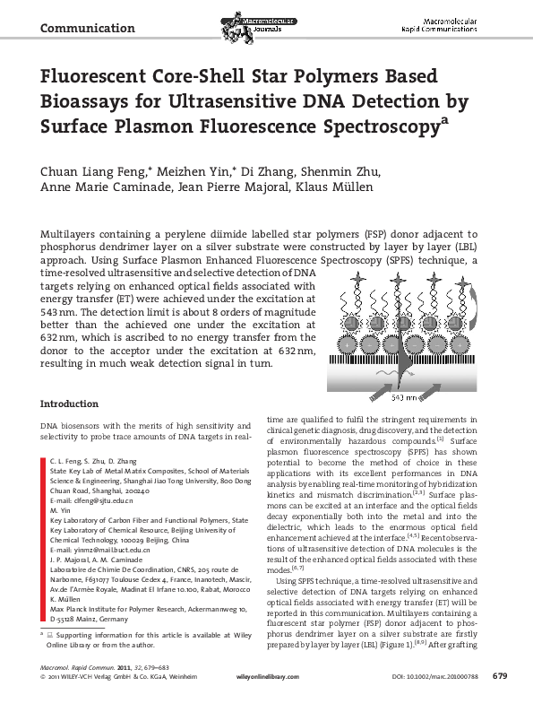 (PDF) Fluorescent Core-Shell Star Polymers Based Bioassays for Ultrasensitive DNA Detection by ...