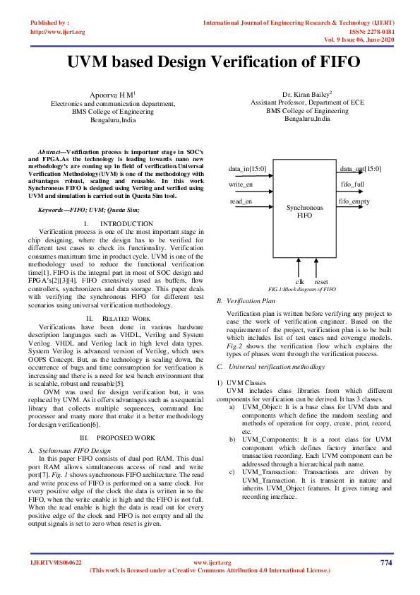 (PDF) UVM based Design Verification of FIFO